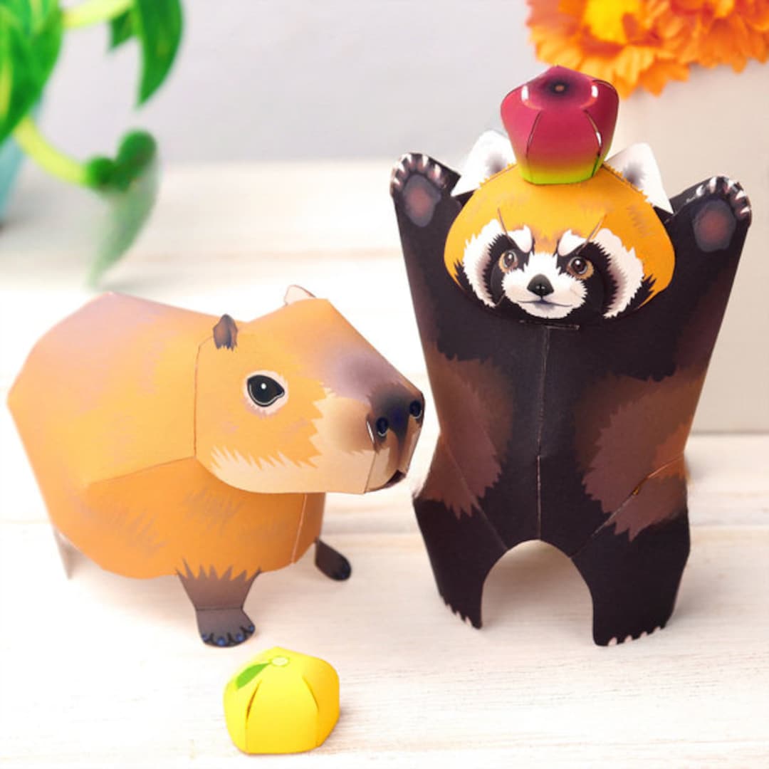 Papercraft Capybara and Red Panda Bundle: DIY Animal Digital Patterns ...