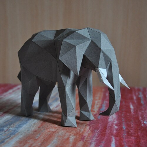 Paper Elephant Papercraft 3D Template - Etsy