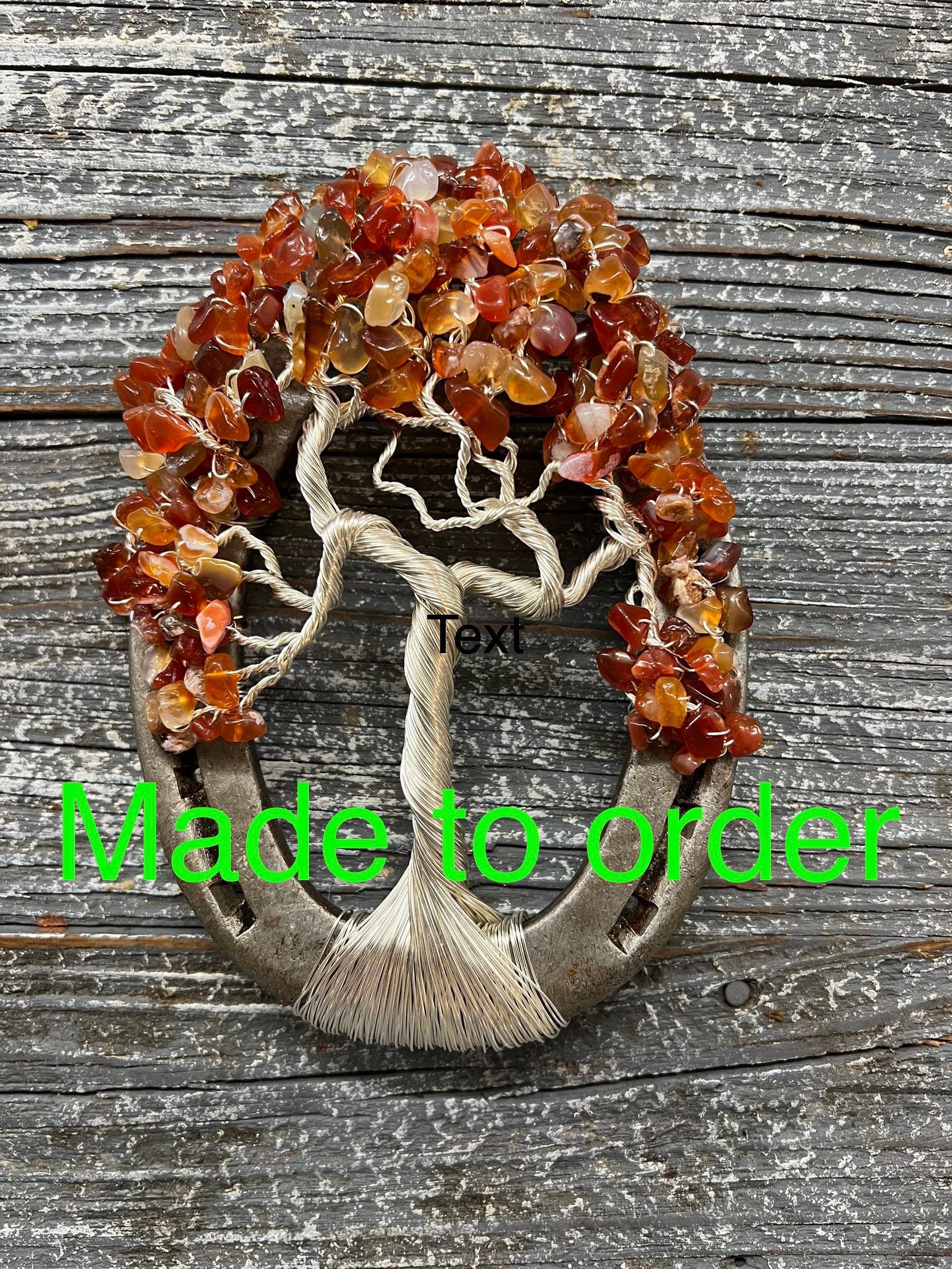 Tree of Life Horseshoe Memorial, Copper Wire & Gemstone Equestrian Art ...