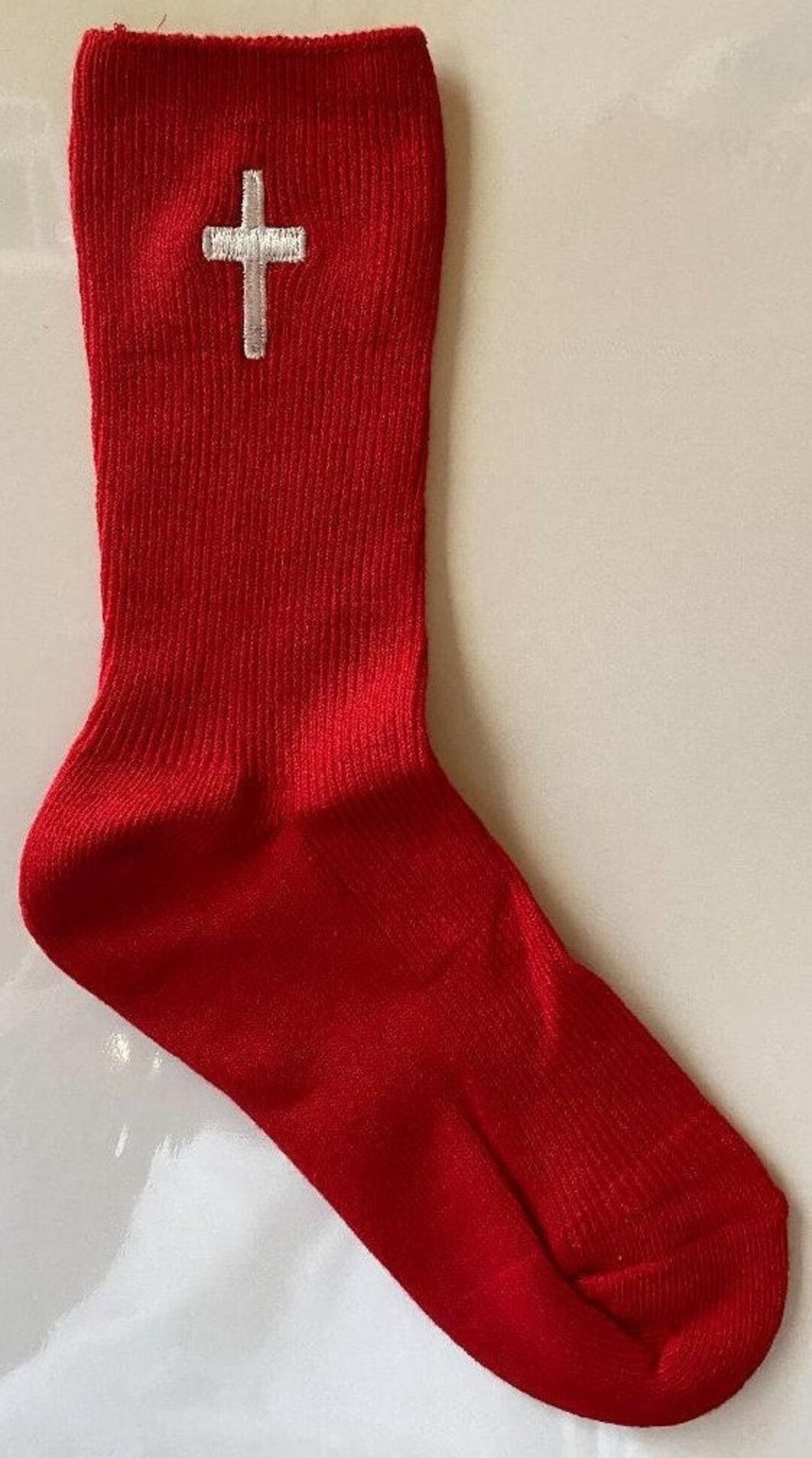 Children's Red Christian Sock With Cross - Etsy