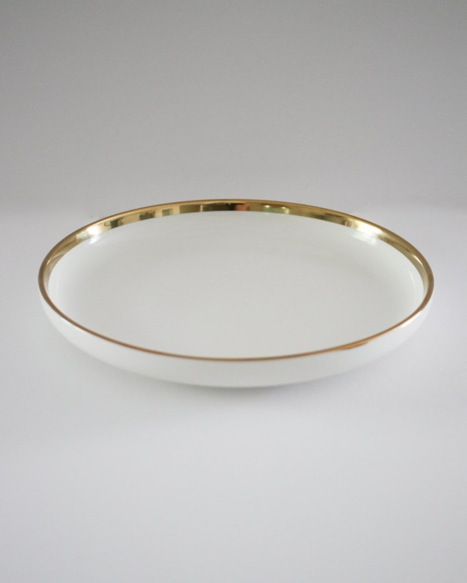 White and Gold Ceramic Plate, Modern Dinnerware, Outdoor Dining, White ...