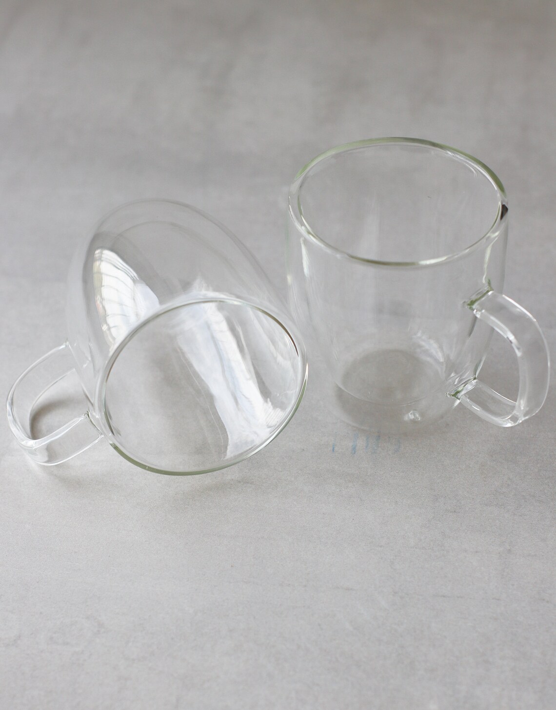Handmade Double Wall Glass Cup With Handle - Heat Resistant Insulated ...