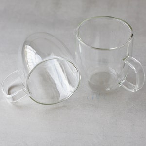 Handmade Double Wall Glass Cup With Handle - Heat Resistant Insulated ...