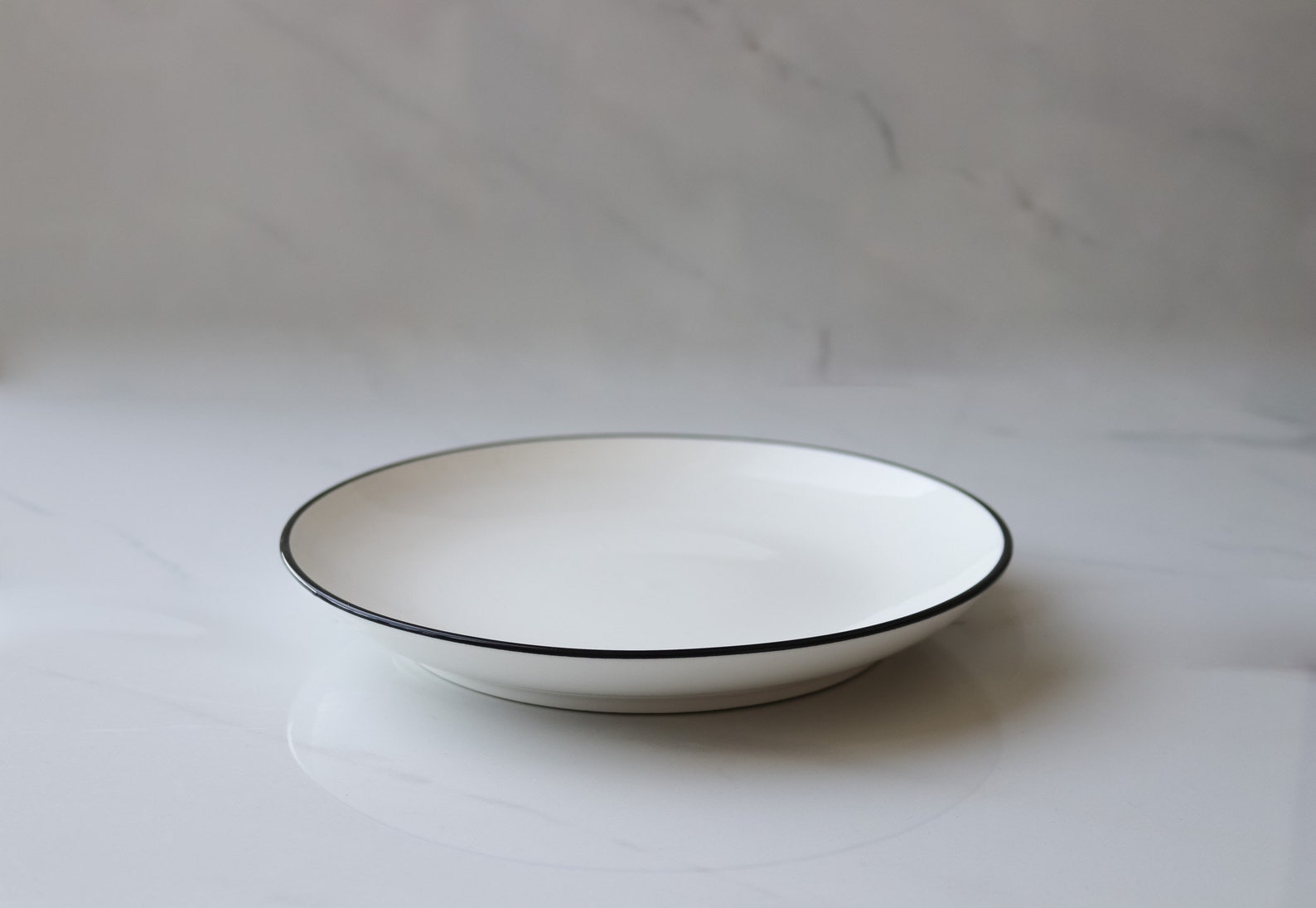 Handmade White With Black Rim Plate 8 Inch - Etsy