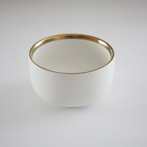 White and Gold Ceramic Bowl, Modern Dinnerware, Outdoor Dining, White ...
