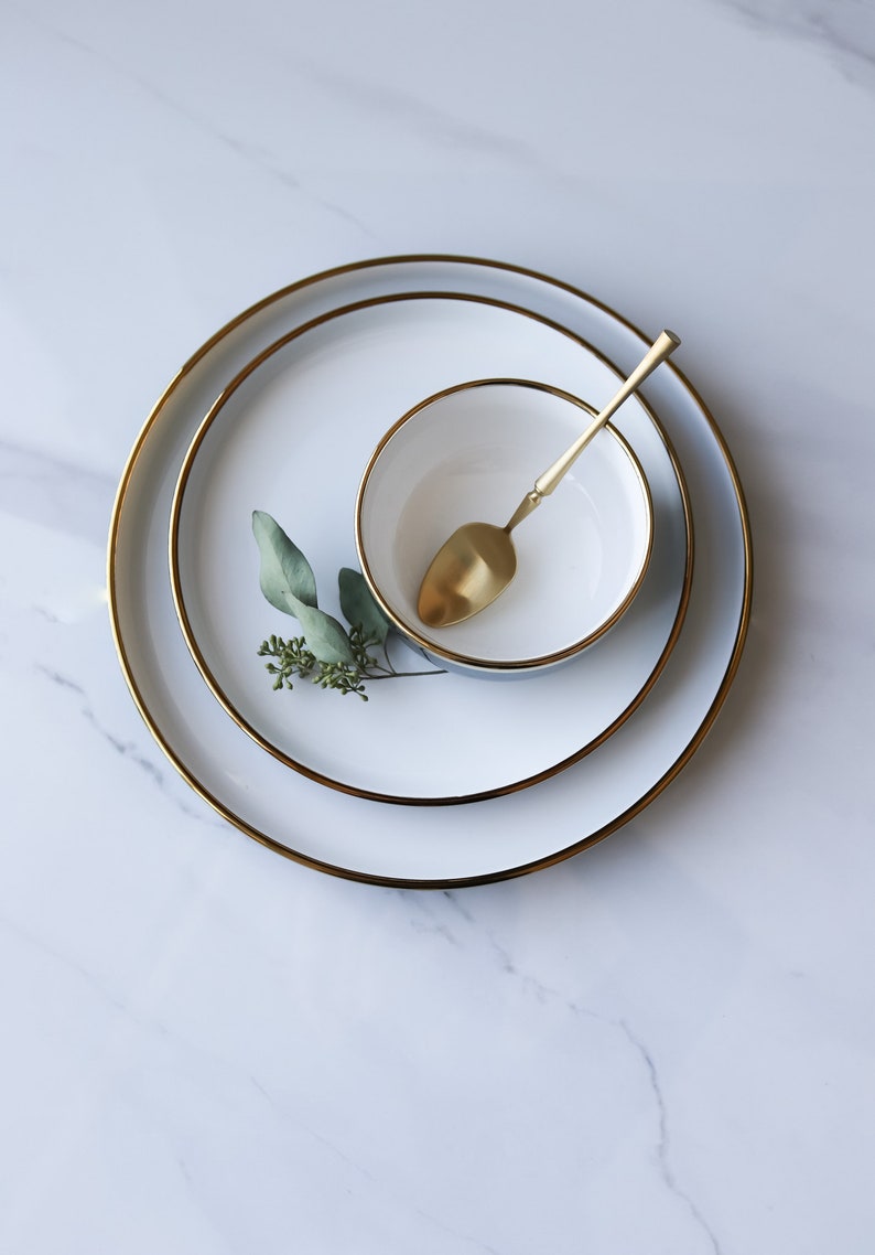 Luxury Ceramic Blue Dishes Design Dinnerware With Gold Rim Four Piece ...