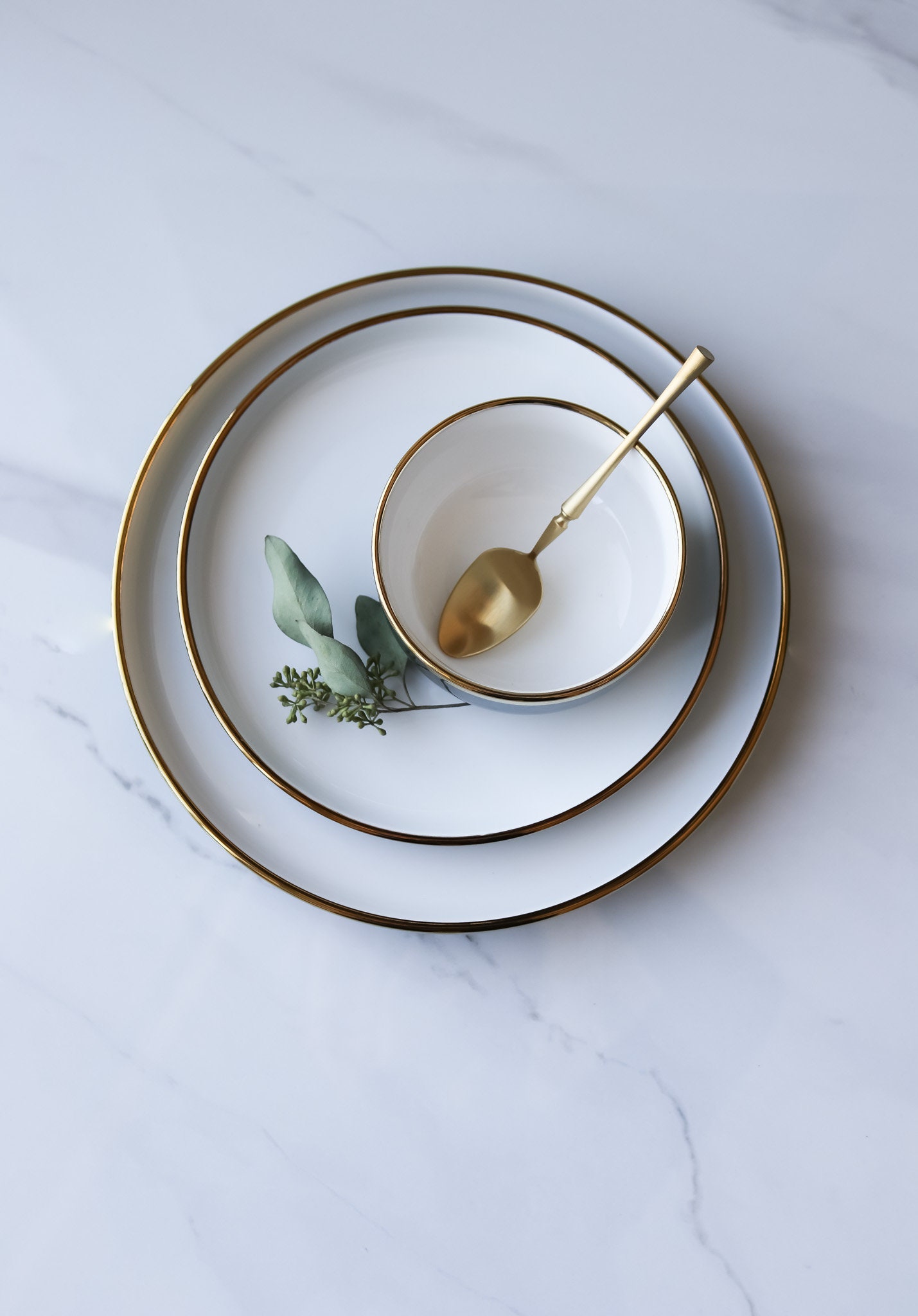 Luxury Ceramic Blue Dishes Design Dinnerware With Gold Rim Four Piece ...