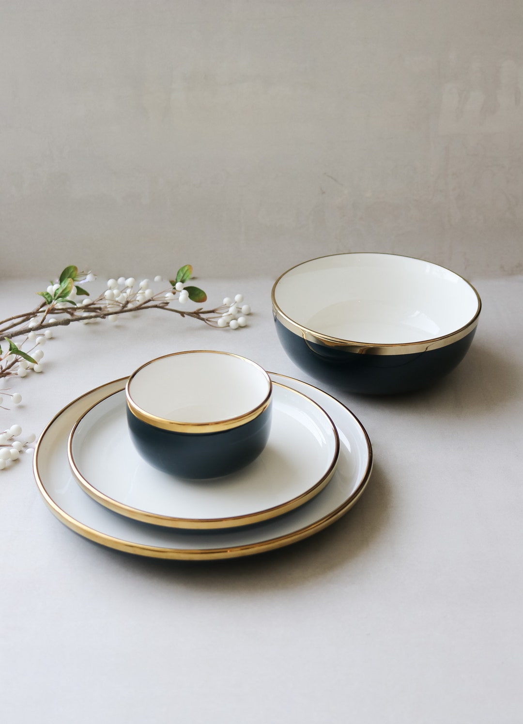 Blue Ceramic Plate, Blue and White Plate, Modern Dinnerware, White ...