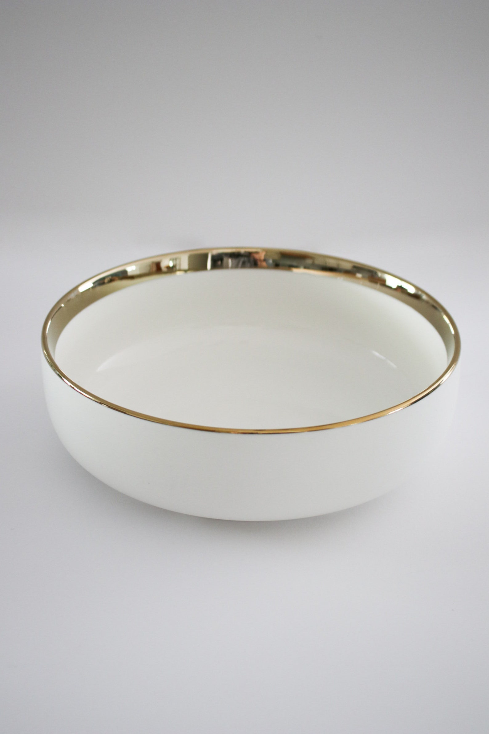 White and Gold Ceramic Bowl, Modern Dinnerware, Outdoor Dining, White ...