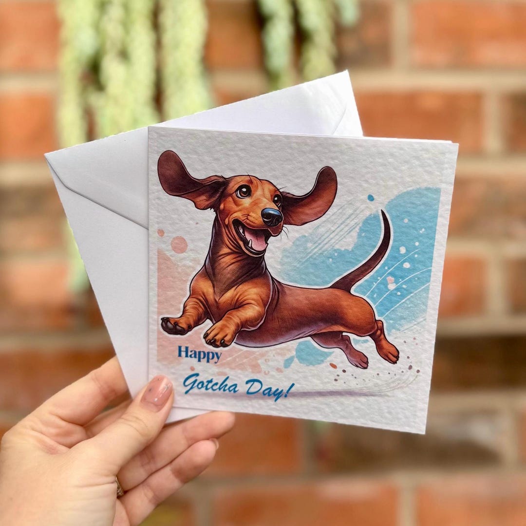 Happy Gotcha Day Card Adoption Day Dachshund Card Sausage Dog Rescue or ...
