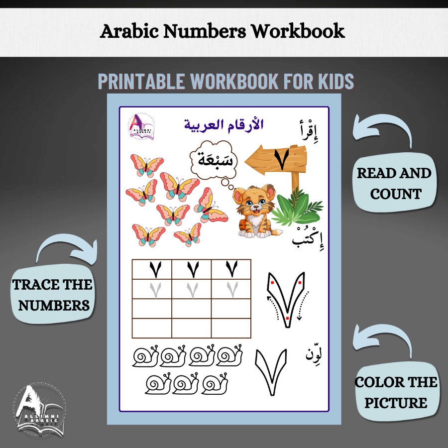Arabic Numbers Workbook: Tracing & Counting Exercises (PDF) - Etsy