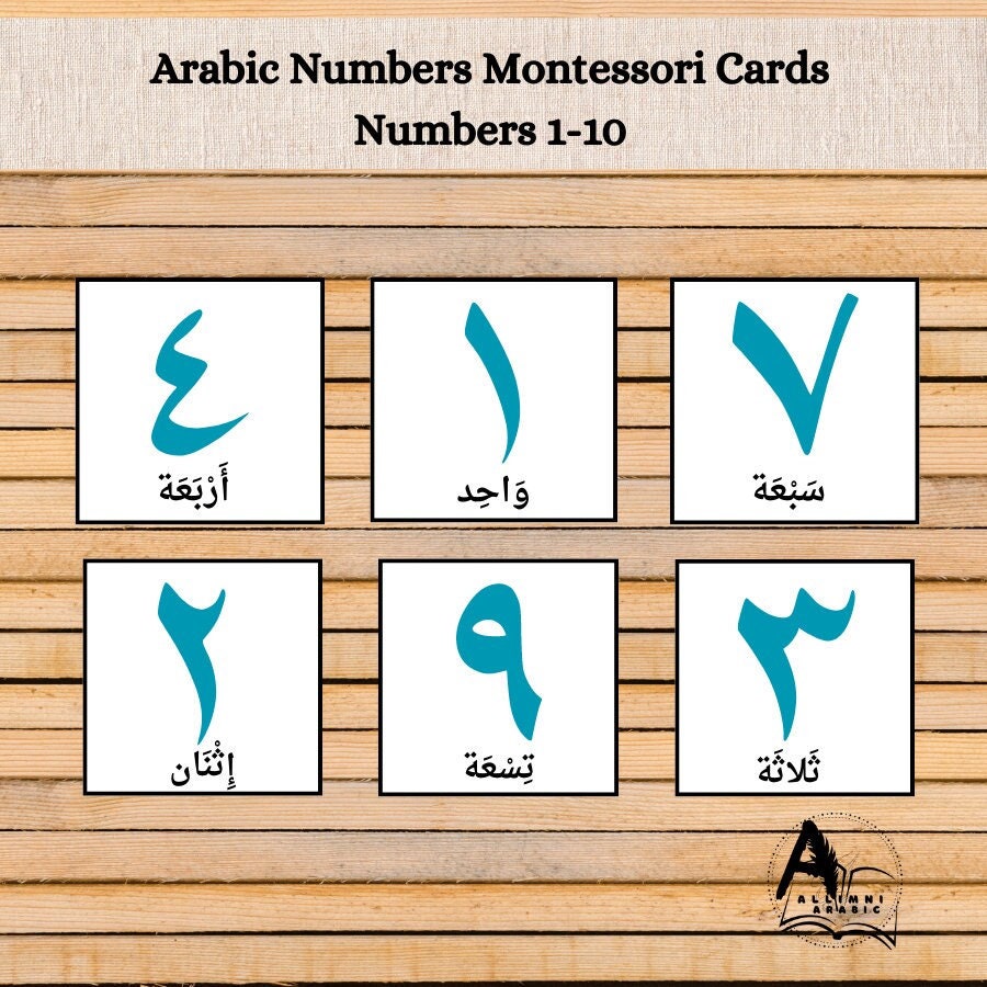 Arabic Numbers Montessori Cards, Arabic Counting, Arabic Numbers 1 to ...