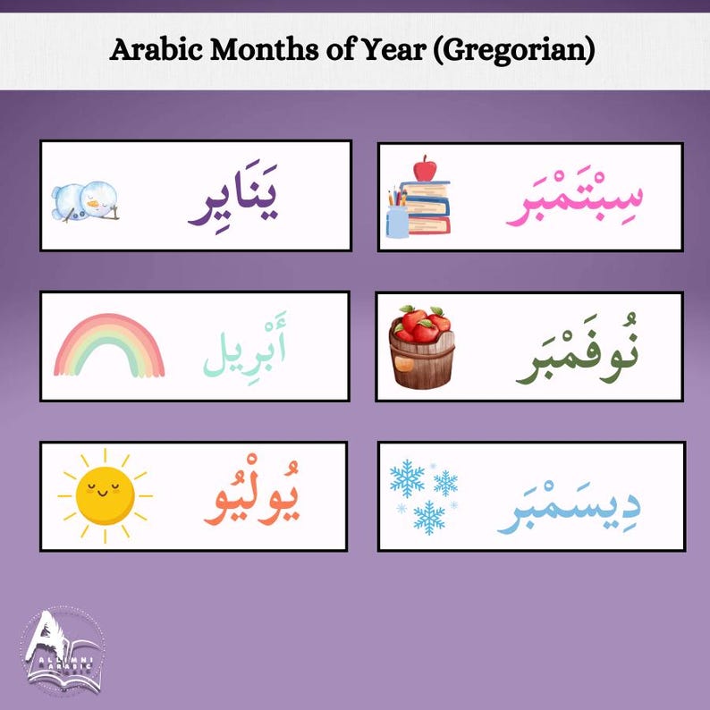 Arabic Months of Year Cards - Etsy