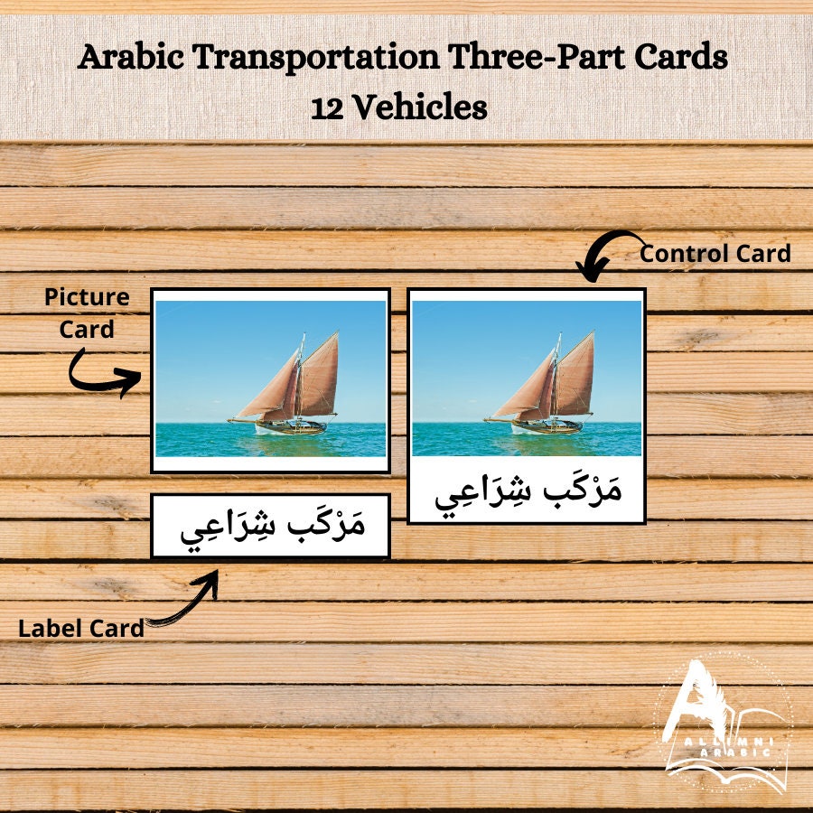 Arabic Transportation Montessori Cards: Vehicle Reading Practice ...