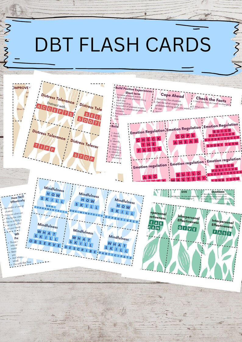 DBT Flash Cards | Dialectical Behavioural Therapy Skills Cards | BPD ...