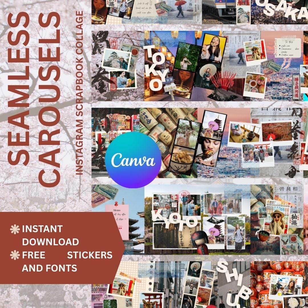 Japan-themed Instagram Carousel Template Editable Canva Design Social ...