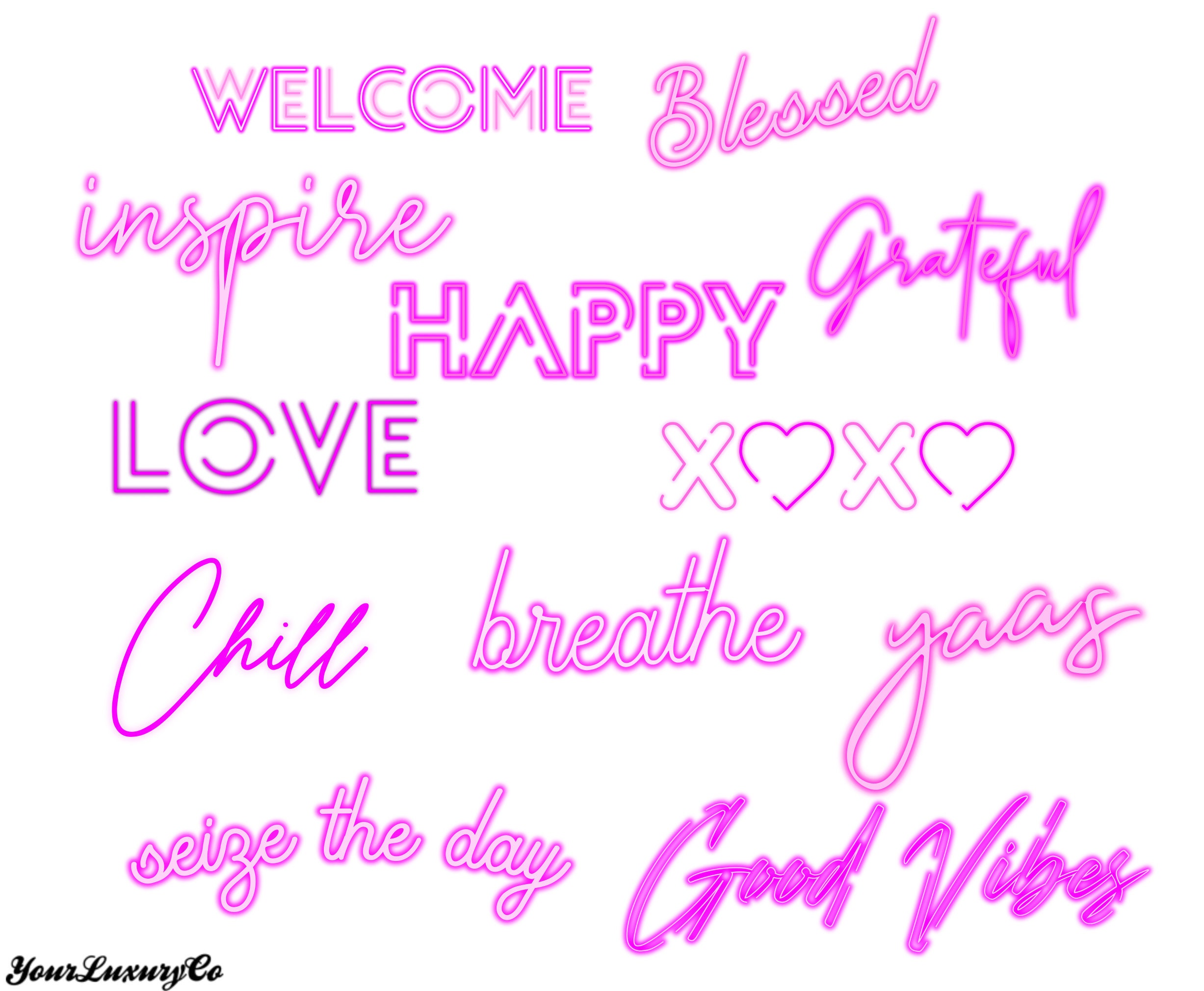 Digital Neon Pink Word Sticker, Word Stickers, Neon Pink Word Stickers ...