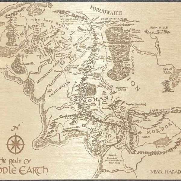 Wood Map of Middle Earth Map - Etsy UK
