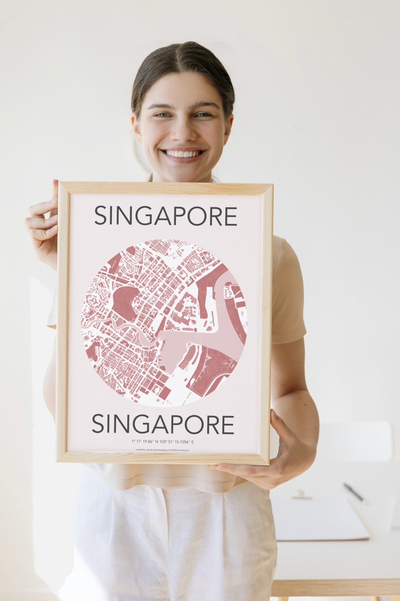 Singapore Unique City Map Poster, Mapa De La Ciudad De Singapur, Print ...