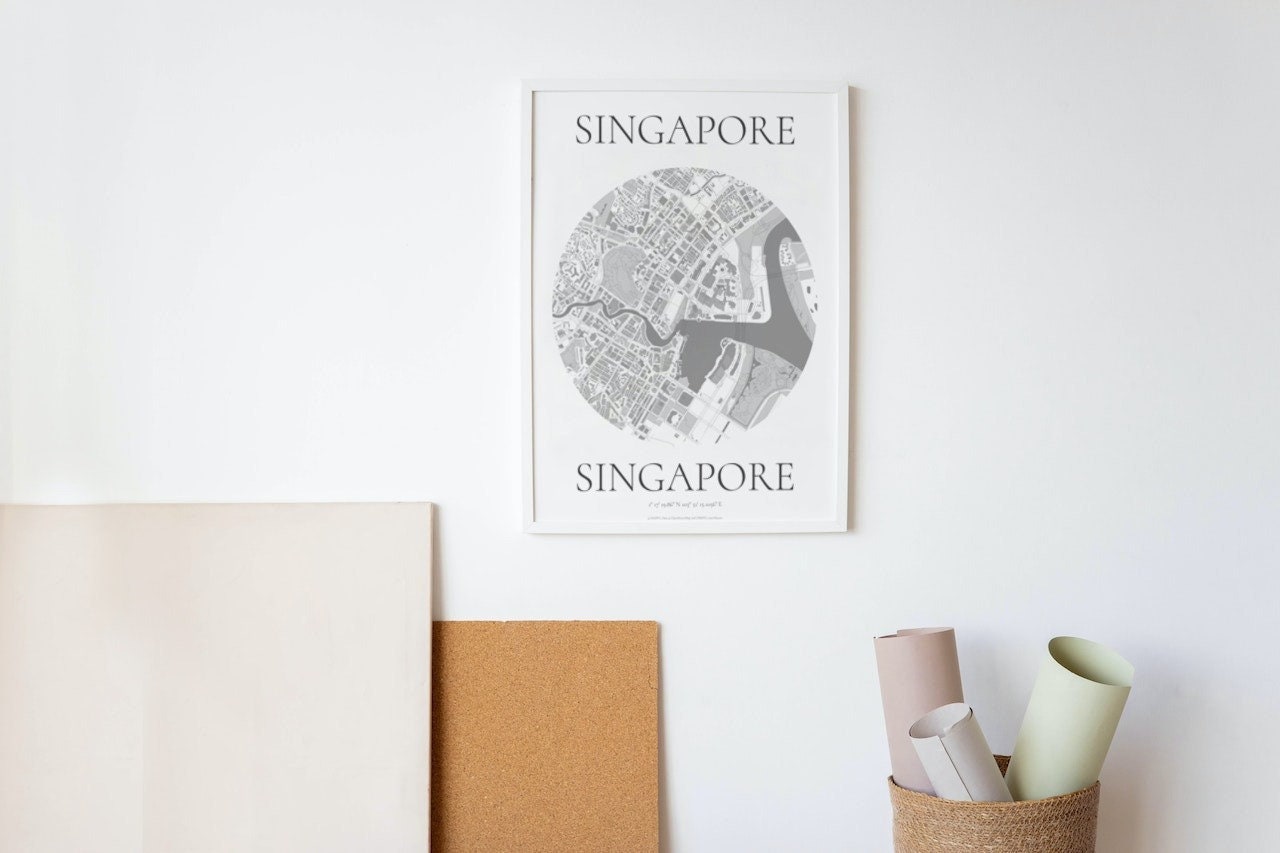 Singapore Unique City Map Poster, Mapa De La Ciudad De Singapur, Print ...