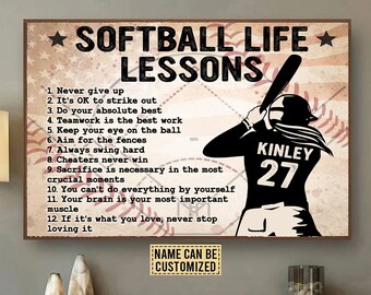 Softball Life Lesson Softball Personalized Poster - Etsy