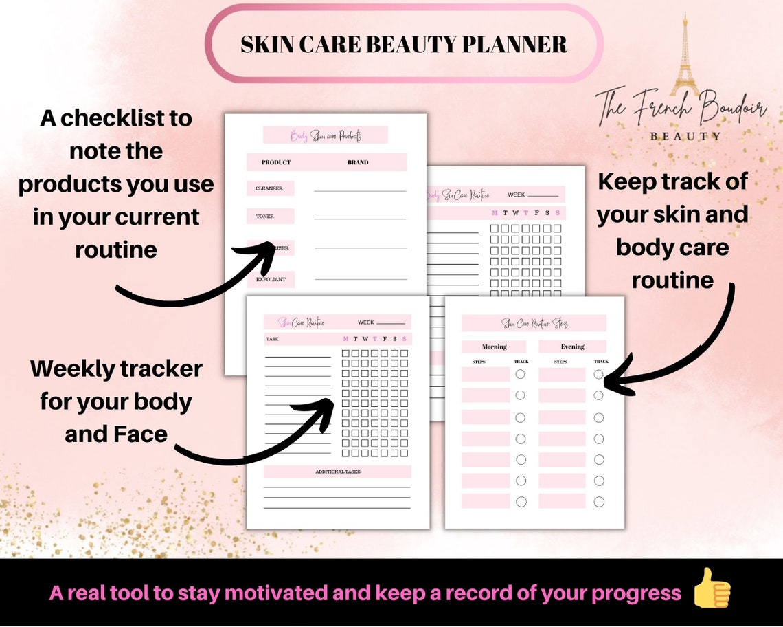 Printable Skincare Beauty Planner, Skin Care Routine Tracker, Beauty ...