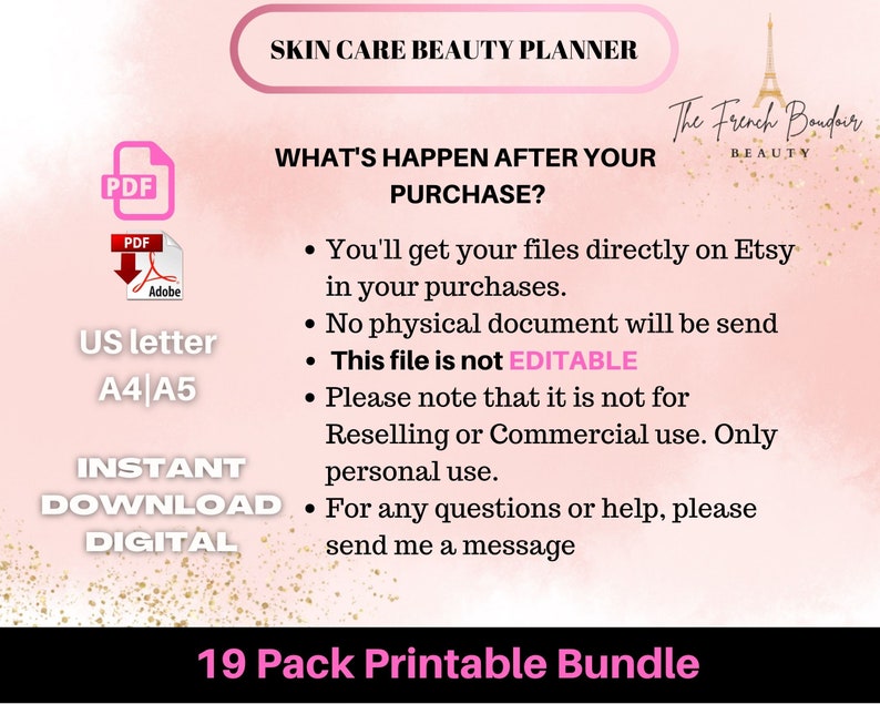 Printable Skincare Beauty Planner, Skin Care Routine Tracker, Beauty ...