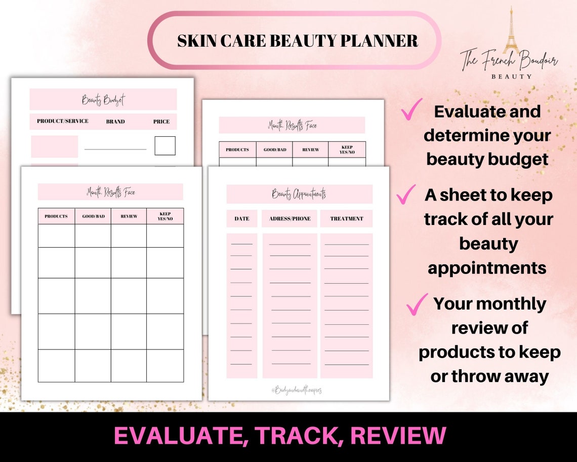 Printable Skincare Beauty Planner, Skin Care Routine Tracker, Beauty ...