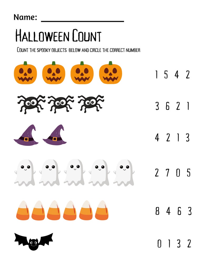 Halloween Themed Math Worksheets (pre-k) - Etsy