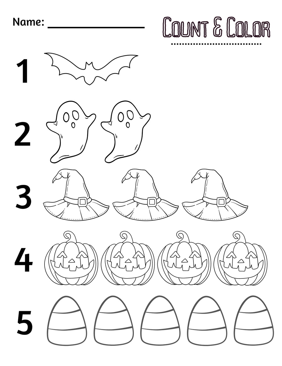 Halloween Themed Math Worksheets (pre-k) - Etsy