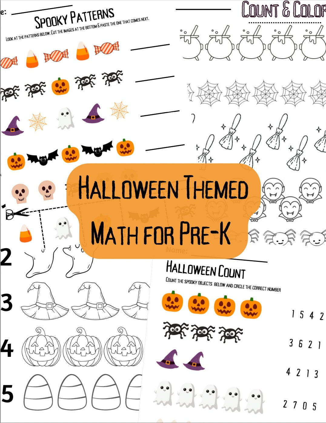 Halloween Themed Math Worksheets (pre-k) - Etsy