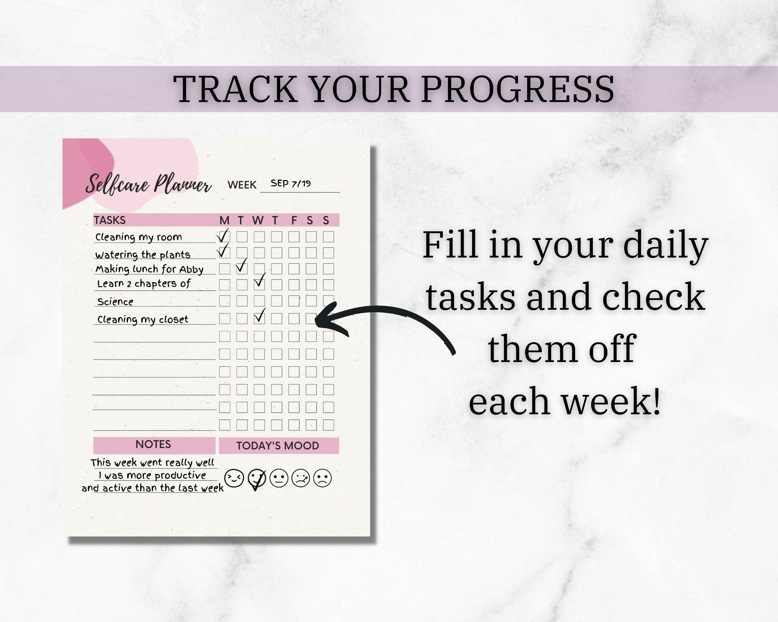 Printable Self-care Planner, Digital Download, Daily Printable Planner ...