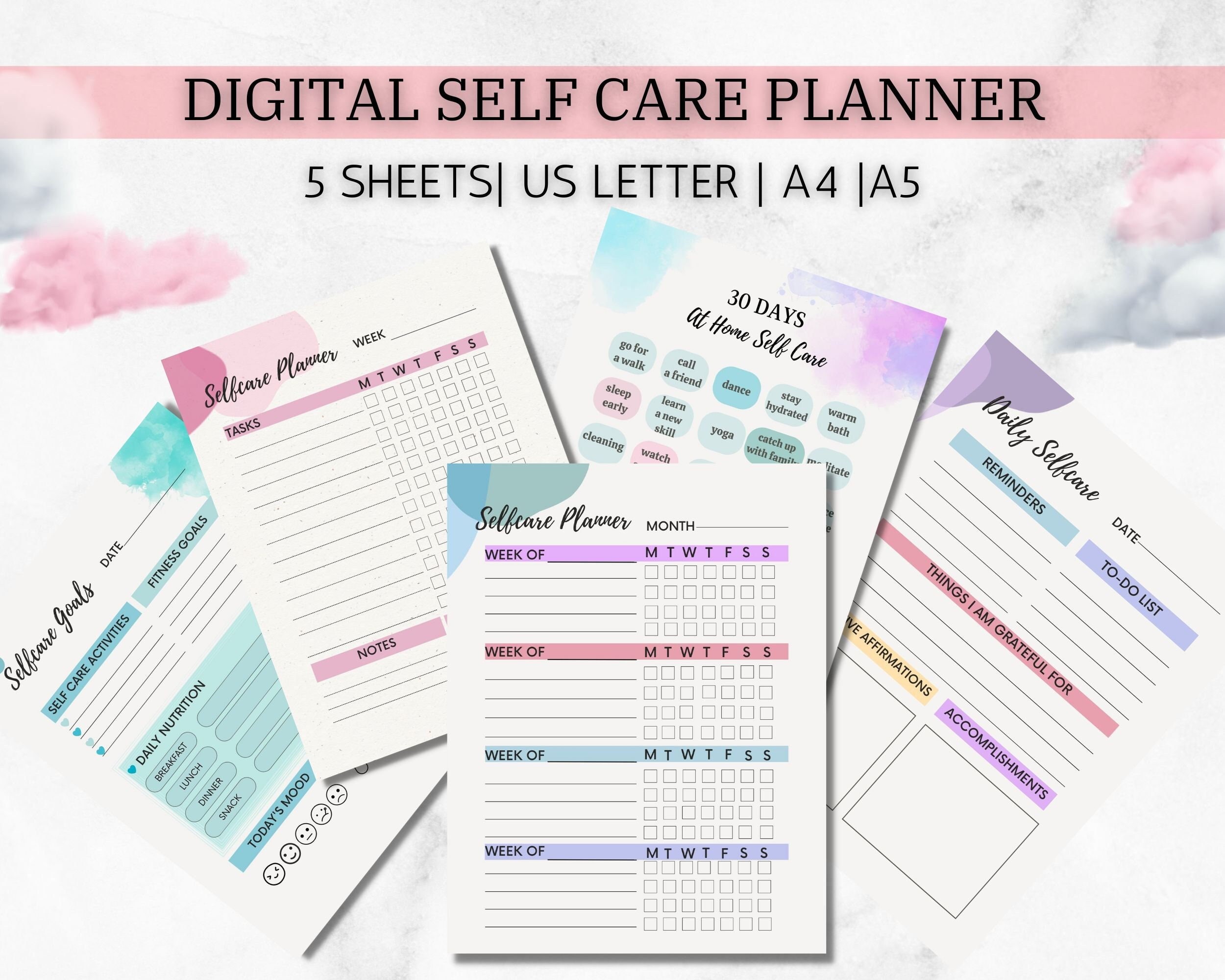 Printable Self-care Planner, Digital Download, Daily Printable Planner ...