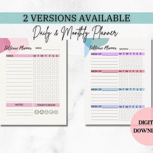 Printable Self-care Planner, Digital Download, Daily Printable Planner ...