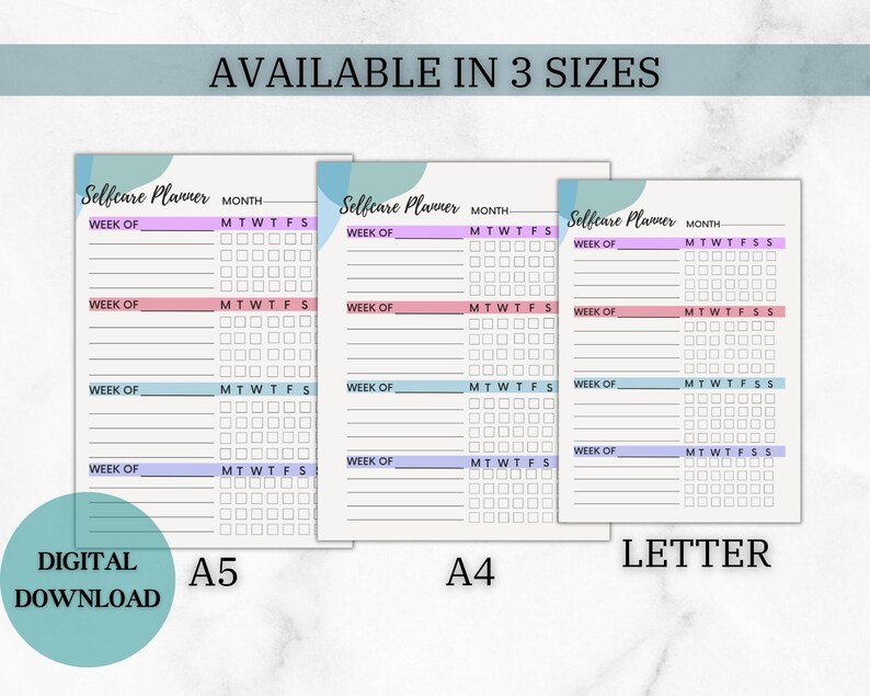 Printable Self-care Planner, Digital Download, Daily Printable Planner ...
