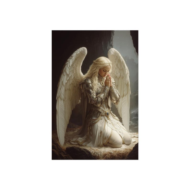 Fine Art Posters Fall on Your Knees, Christ Birth Angel Prayer Wall Art ...