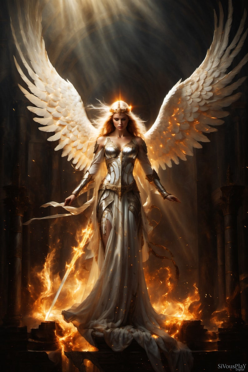 Holy Light Angel Art Print: Fantasy Religious Decor (digital Download ...