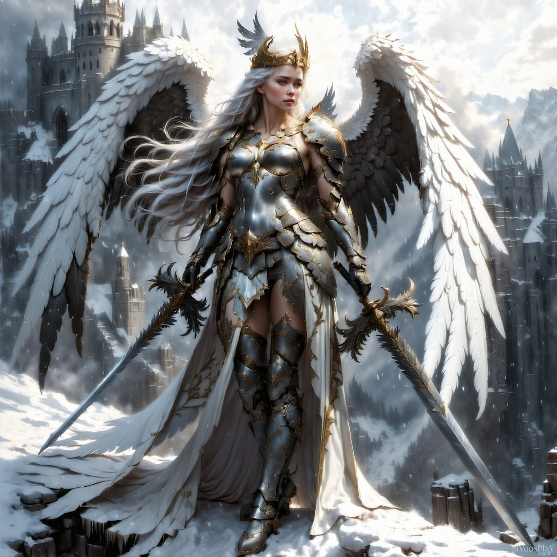 Battle Angels Collection 1, Instant Download, Printable Art, Fantasyart ...