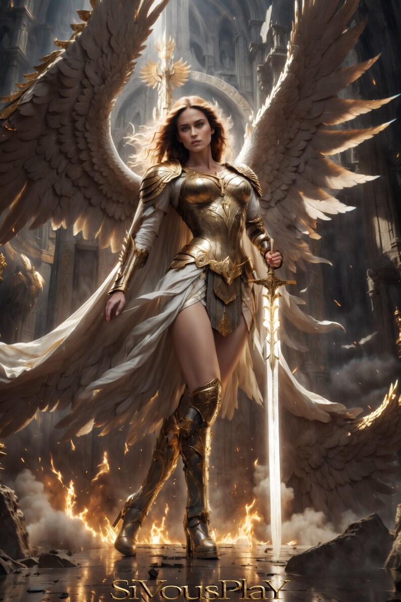 Female Archangel Art Print: Fantasy Legend Digital Poster (digital ...