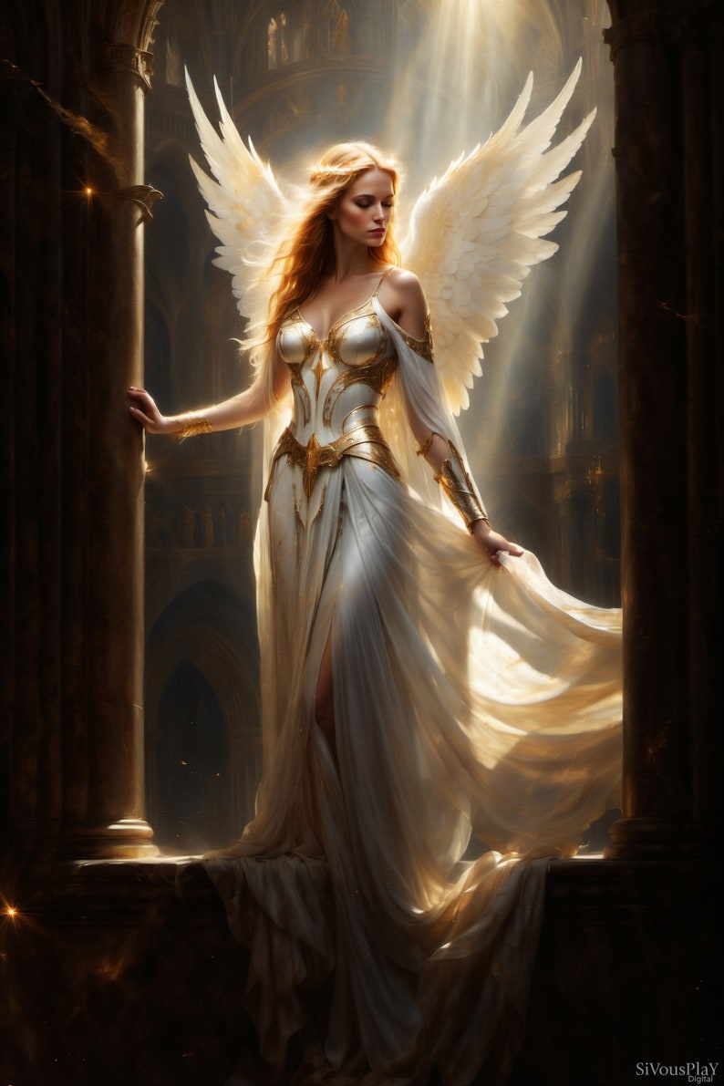 Holy Light Angel Art Print: Fantasy Religious Decor (digital Download ...