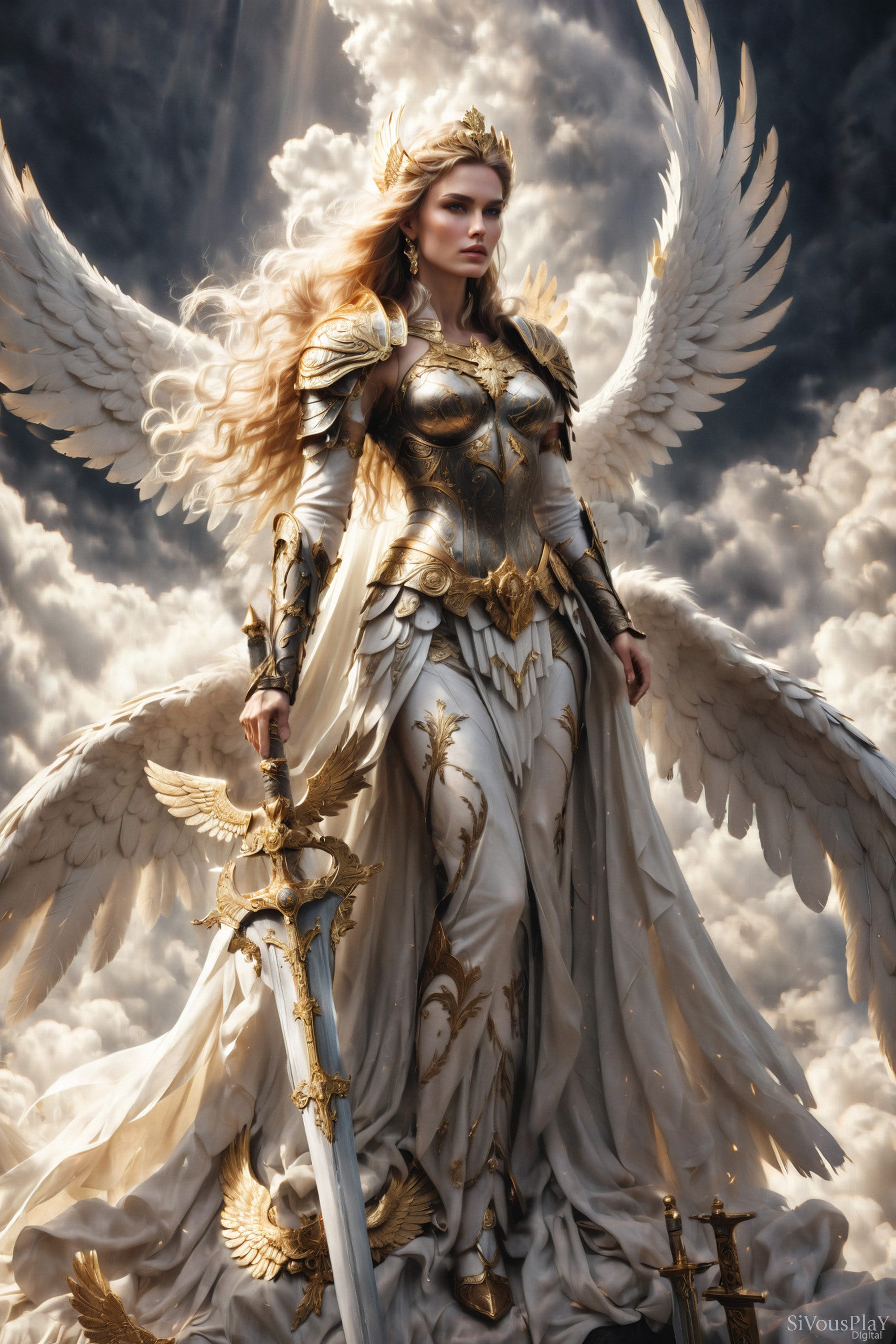 Female Archangel Art Print: Fantasy Digital Poster (digital Download ...