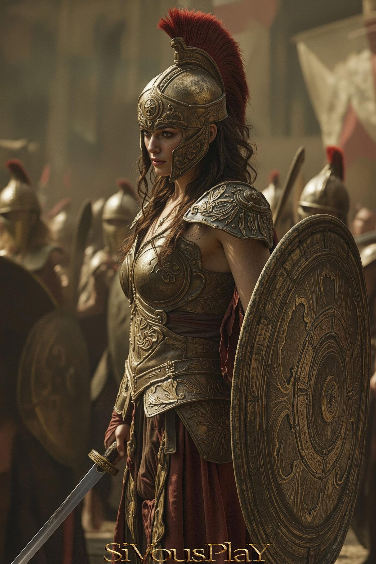 Female Gladiator Art Print Roman Fantasy Digital Poster Etsy