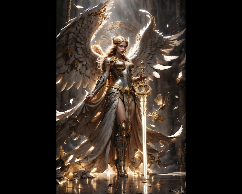 Female Archangel Art Print: Fantasy Digital Poster (digital Download ...