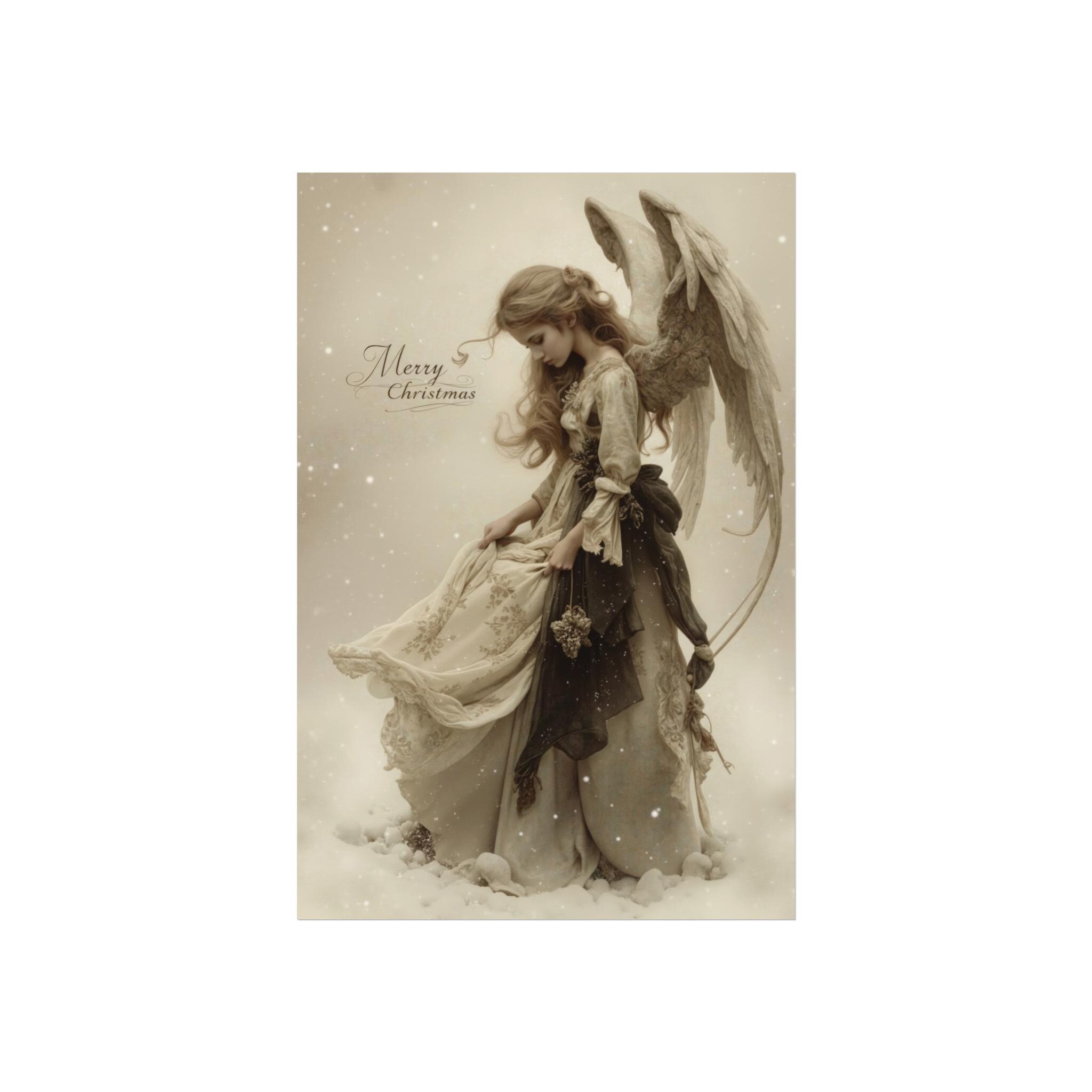 Fine Art Posters, Winter Angel Christmas Wall Art, Emotional Snow Scene ...