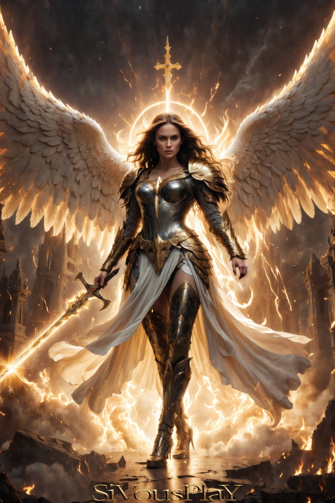 Female Archangel Art Print: Fantasy Legend Digital Poster (digital ...