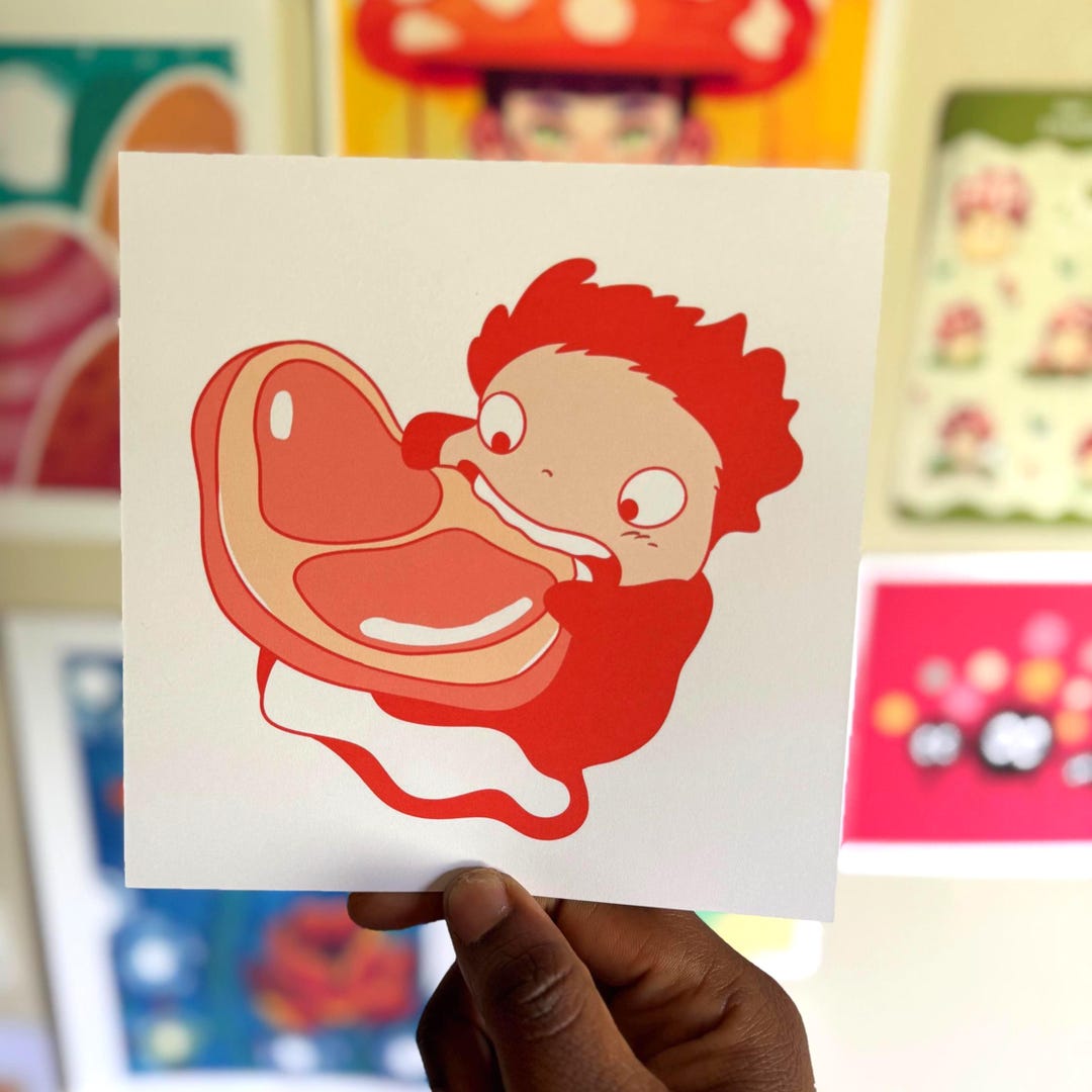 Ponyo Inspired Square Print | Cute Ghibli Wall Decor | Studio Ghibli ...