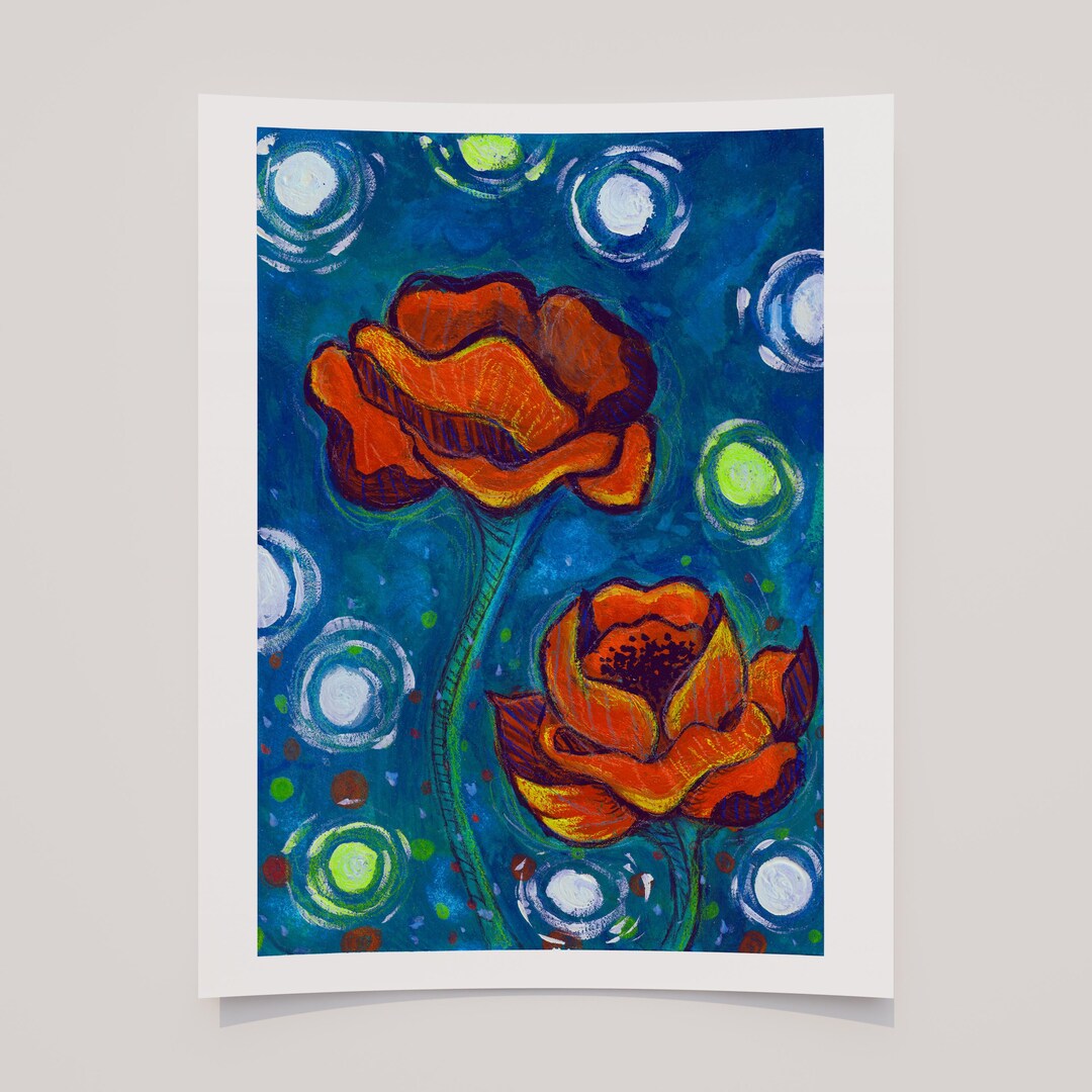 Scarlet Symphony, Art Print, Bright Home Decor, Wall Decoration for ...