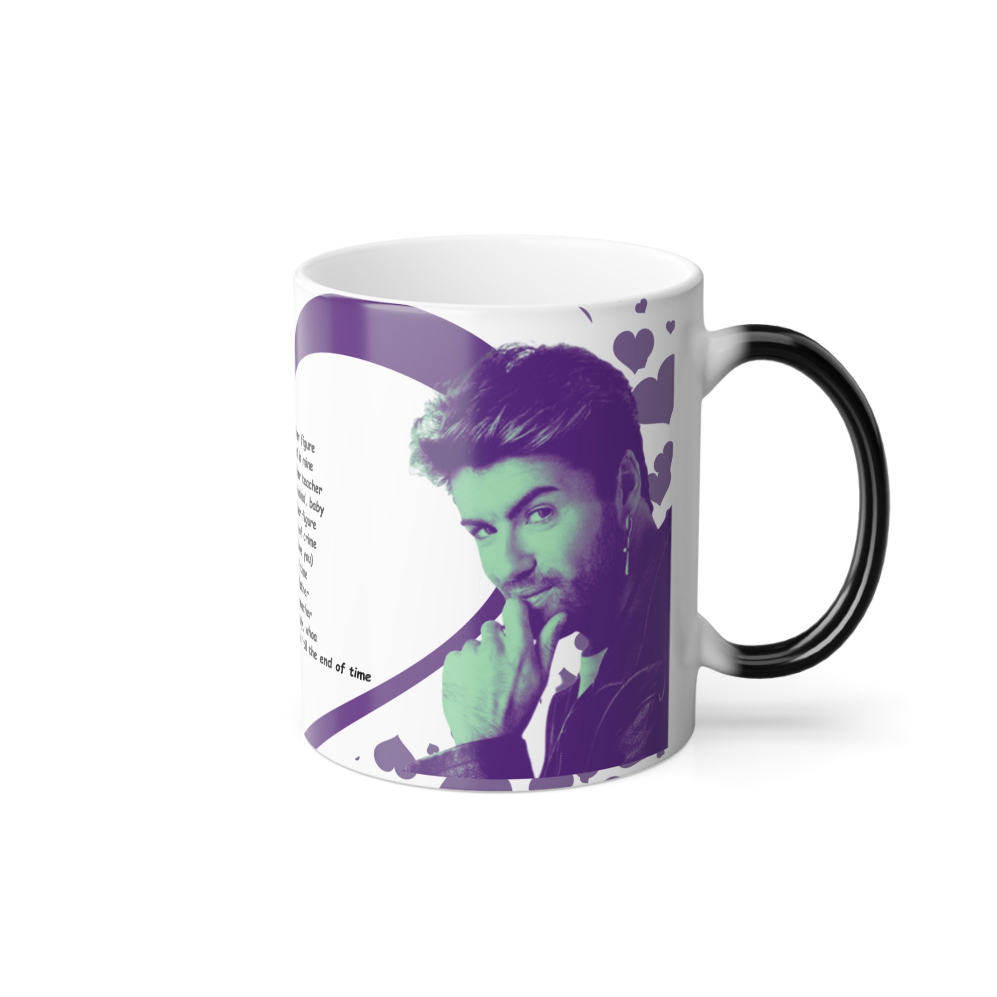 George Michael Father Figure Lyrics Purple Hearts Color Morphing Mug ...