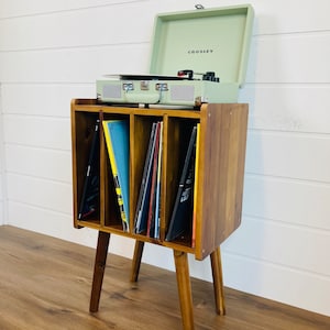 Handmade Wooden Record Player Stand - Vinyl Record Storage - Etsy