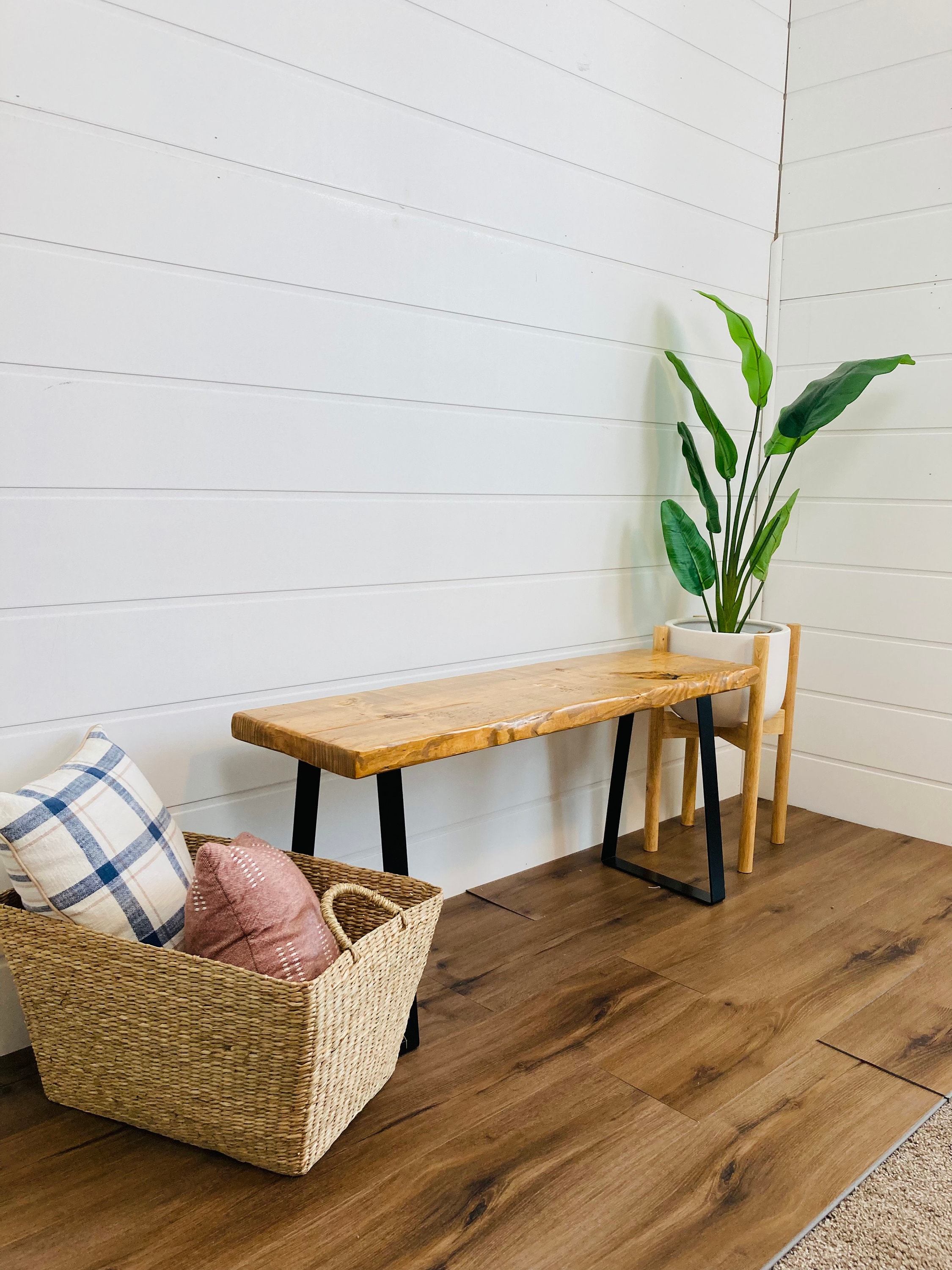 Live Edge Bench, Entryway Bench With Storage, Shoe Rack, Farmhouse ...